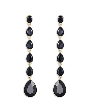 Ettika Crystallized Linear Drop Earrings - Black/gold