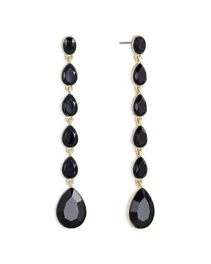 Ettika Crystallized Linear Drop Earrings - Black/gold