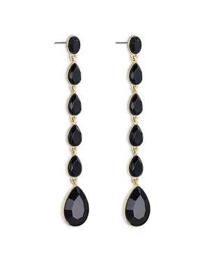Ettika Crystallized Linear Drop Earrings - Black/gold