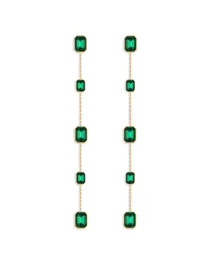 Ettika Crystal Linear Drop Earrings - Green/gold