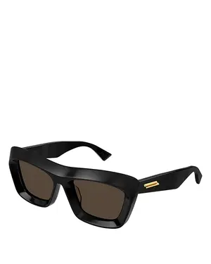 Bottega Veneta Scoop Squared Sunglasses, 53mm - Black/brown Solid