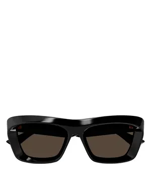 Bottega Veneta Scoop Squared Sunglasses, 53mm - Black/brown Solid