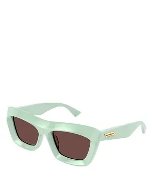 Bottega Veneta Scoop Squared Sunglasses, 53mm - Green/brown Solid