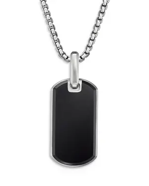 David Yurman Chevron Tag With Black Onyx 27mm - Black/silver