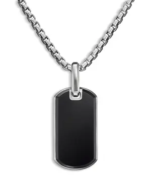 David Yurman Chevron Tag With Black Onyx 27mm - Black/silver