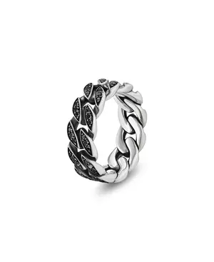 David Yurman Curb Chain Band Ring With Diamonds