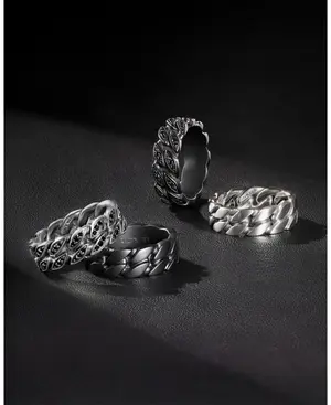 David Yurman Curb Chain Band Ring With Diamonds