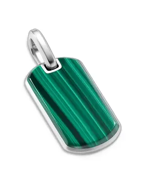 David Yurman Chevron Sterling Silver Tag With Gemstone - Malachite