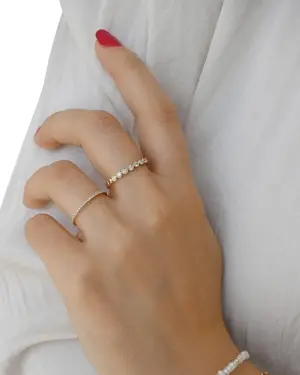 Ef Collection 14k Yellow Eternity Stack Ring With Diamonds - Gold