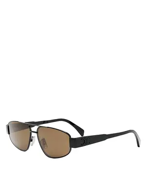 Celine Metal Triomphe Pilot Sunglasses - Black/brown Solid
