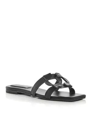 Simkhai Monogram Slide Sandals - Black