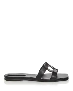 Simkhai Monogram Slide Sandals - Black