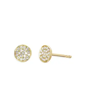 Ef Collection 14k Yellow Diamond Mini Disc Stud Earrings