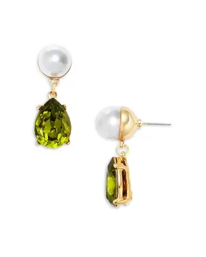 KENNETH JAY LANE Stone Drop Earrings - Green/white