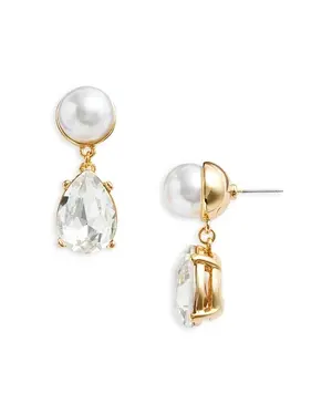 KENNETH JAY LANE Stone Drop Earrings - Silver/white