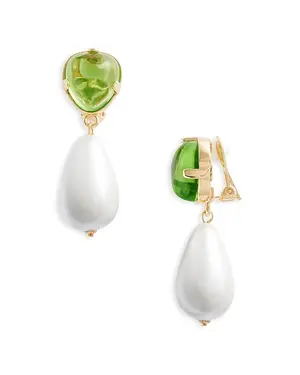 KENNETH JAY LANE Imitation Pearl Drop Earrings - Green/white