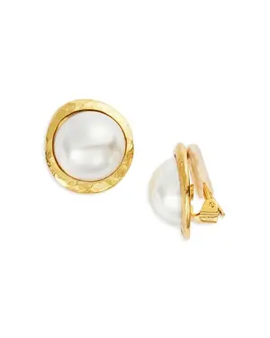 KENNETH JAY LANE Faux Pearl Clip-on Earrings - White/gold