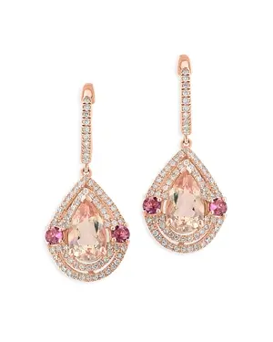 Bloomingdale'S Tourmaline, Morganite, And Diamond Drop Earrings - Pink