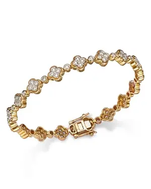 Bloomingdale'S Diamond Clover Link Bracelet In 14k Yellow - Gold