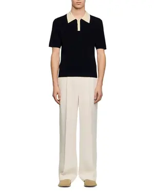 Sandro Two Tone Polo Shirt - Black