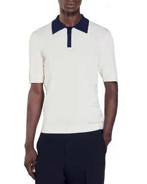 Sandro Two Tone Polo Shirt Ecru