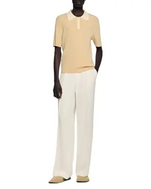 Sandro Two Tone Polo Shirt - Sand