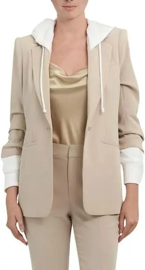 Cinq À Sept Hooded Khloe Jacket, Khaki/white Beige