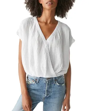 Michael Stars Evie Faux Wrap Top - White