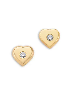 Zoe Chicco 14k Yellow Diamond Heart Stud Earrings - Gold