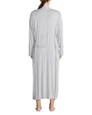 Barefoot Dreams Malibu Collection Soft Jersey Piped Robe - Heathered Gray/white