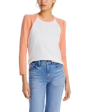 Veronica Beard Veronica Beard Mason Baseball Tee White/coral