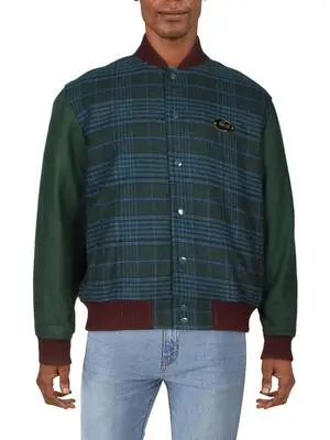 Lacoste Mens Wool Blend Varsity Bomber Jacket - Green