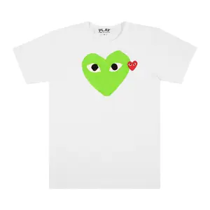 Play Comme Des Garcon Comme Des Garçons Short-sleeve Play T-shirt With Heart /white - Green