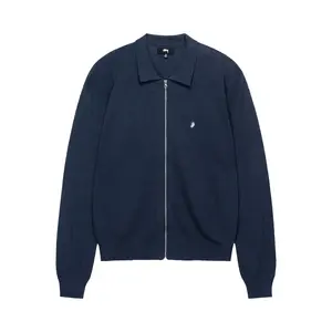 StÜssy Lightweight Long-sleeve Zip Polo - Blue