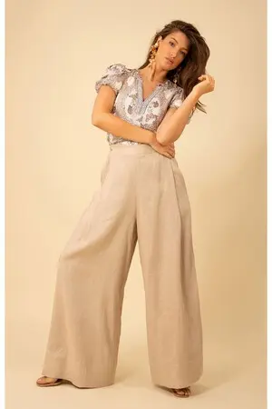 Hale Bob Alayna Linen Pants - Brown / Neutral