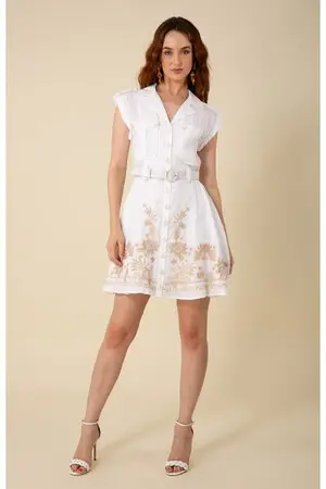 Hale Bob Jane Embroidered Linen Dress