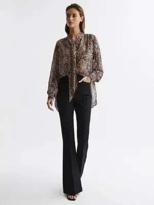 REISS Tora Animal Print Blouse