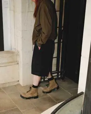 Dr. Martens 1460 Made In England Heavy Emboss Hairy Suede Boots - Tan,brown