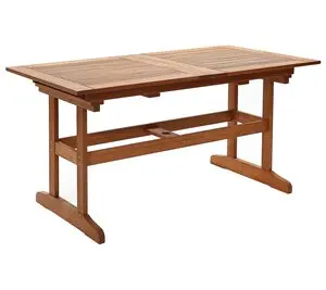 LUXEN HOME Luxenhome Carmel Solid Wood Extendable Outdoor Ining Table
