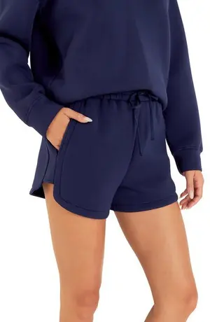 GREY LAB Tie Waist Scuba Knit Shorts - Navy