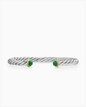 David Yurman Cable Cuff Bracelet With - Green Onyx