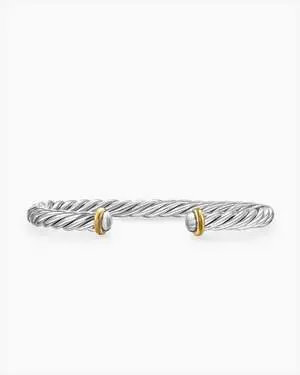 David Yurman Cable Cuff Bracelet With Tiger's Eye - Sterling Silver/14k Yellow Gold
