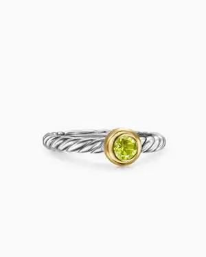 David Yurman Petite Cable Ring With And 14k Yellow Gold - Peridot
