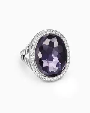 David Yurman David Yurman Albion Oval Ring With Black Orchid And Diamonds Multicolor