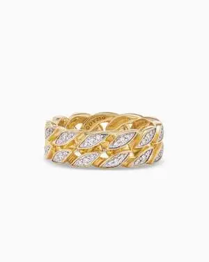 David Yurman 18k Yellow Gold Curb Chain Band Ring - Diamond