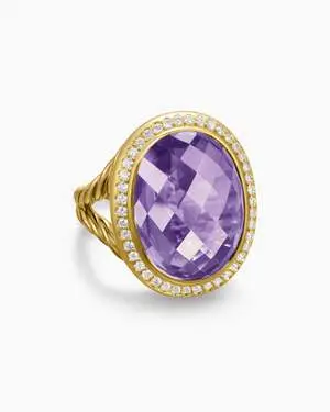 David Yurman Albion Oval Ring In 18k Yellow Gold With And Diamonds - Amethyst