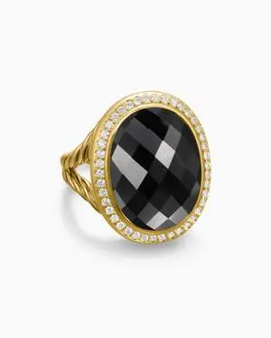 David Yurman Albion Oval Ring In 18k Yellow Gold With And Diamonds - Black Onyx