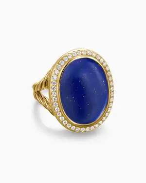 David Yurman Albion Oval Ring In 18k Yellow Gold With And Diamonds - Lapis Lazuli