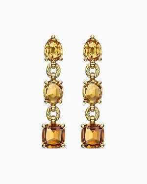 David Yurman Marbella Drop Earrings In 18k Yellow Gold With And Madeira - Citrine