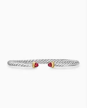 David Yurman Cable Flex® Bracelet In Sterling Silver And 14k Yellow Gold With Topaz - Rhodolite Garnet